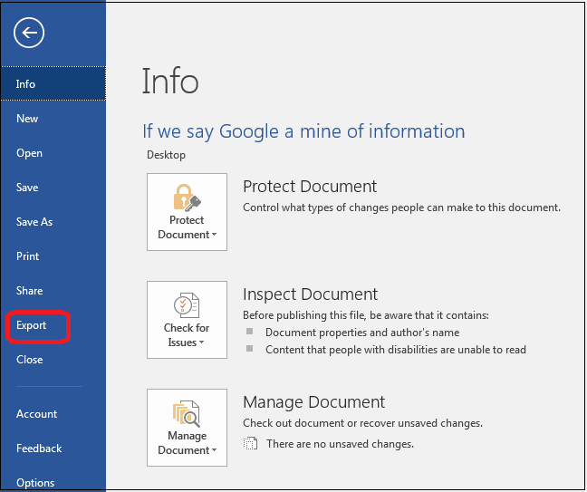 Convert A Microsoft Document To Password Protected Pdf File